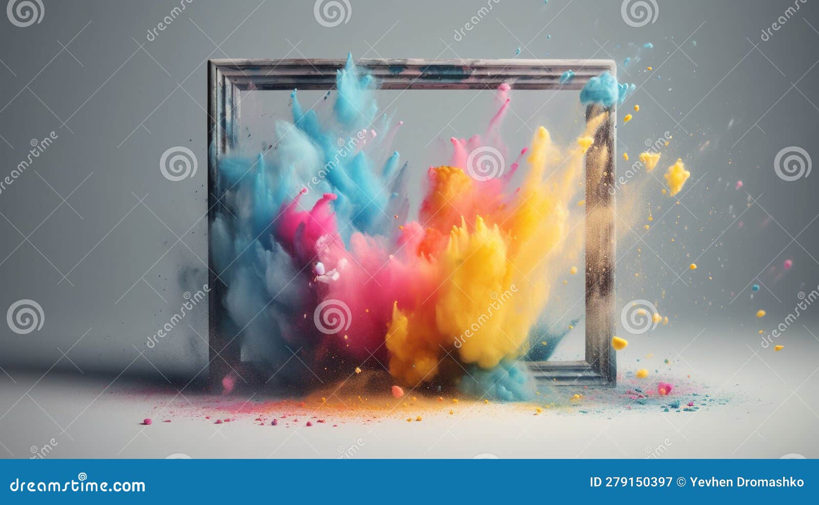 Generative AI, Frame with Colorful Holi Powder Paint Explosion ...