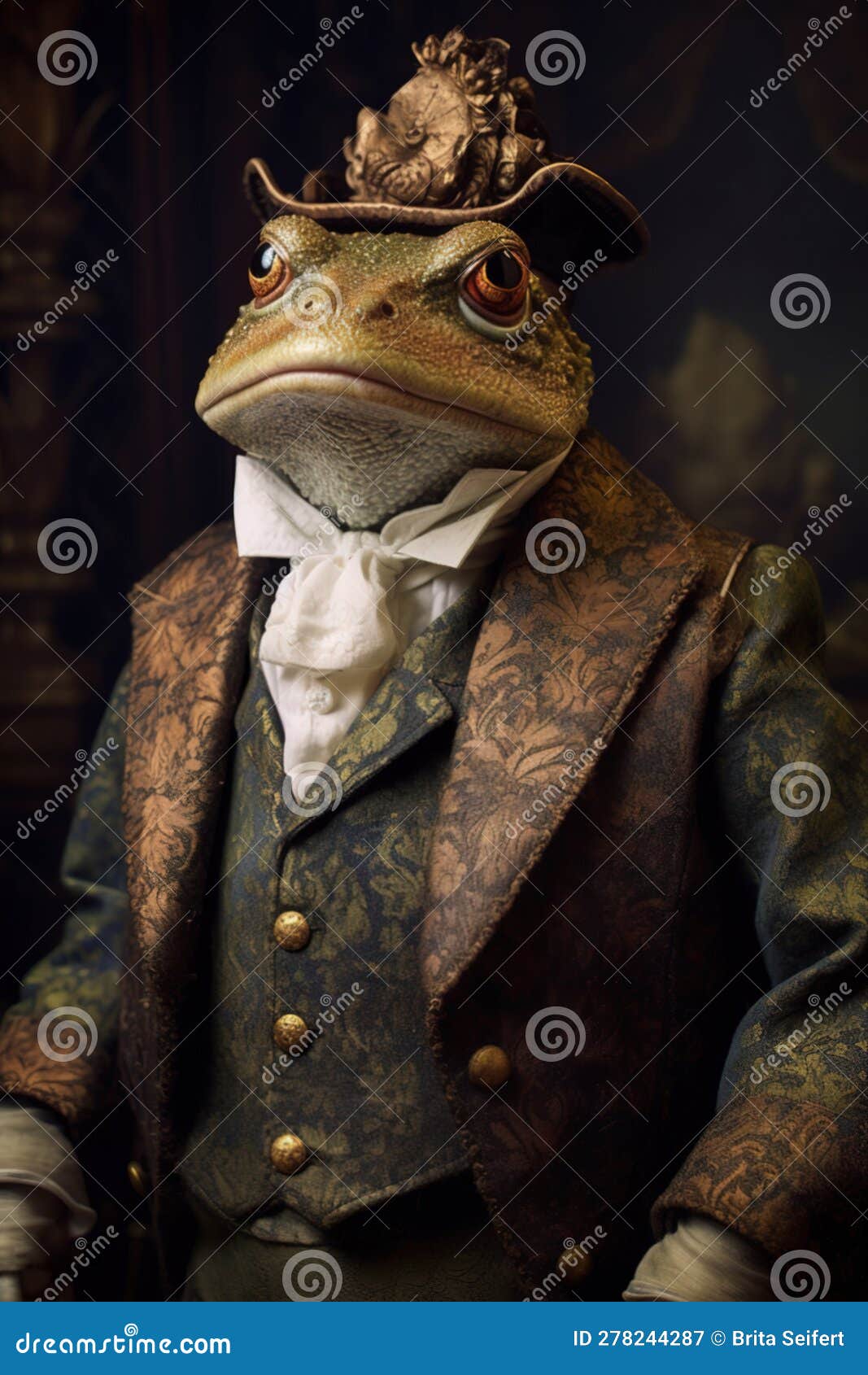 Generative AI. Frog Elegantly Dressed, Victorian Stock Illustration ...