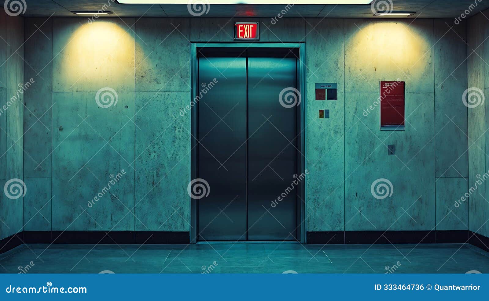 Generative AI Front View of Closed Passenger Elevator Inside the ...