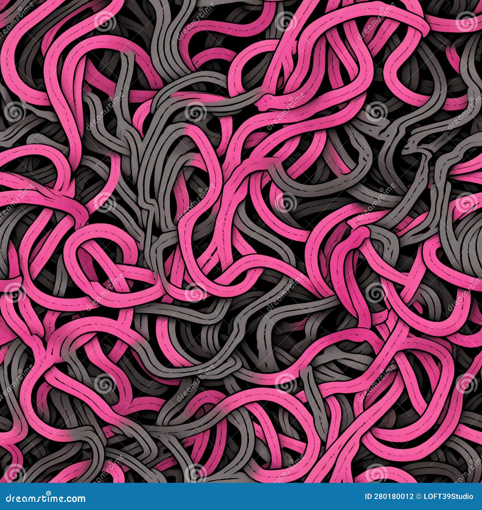 Generative AI Fun Pink Line Doodle- Stock Illustration - Illustration ...