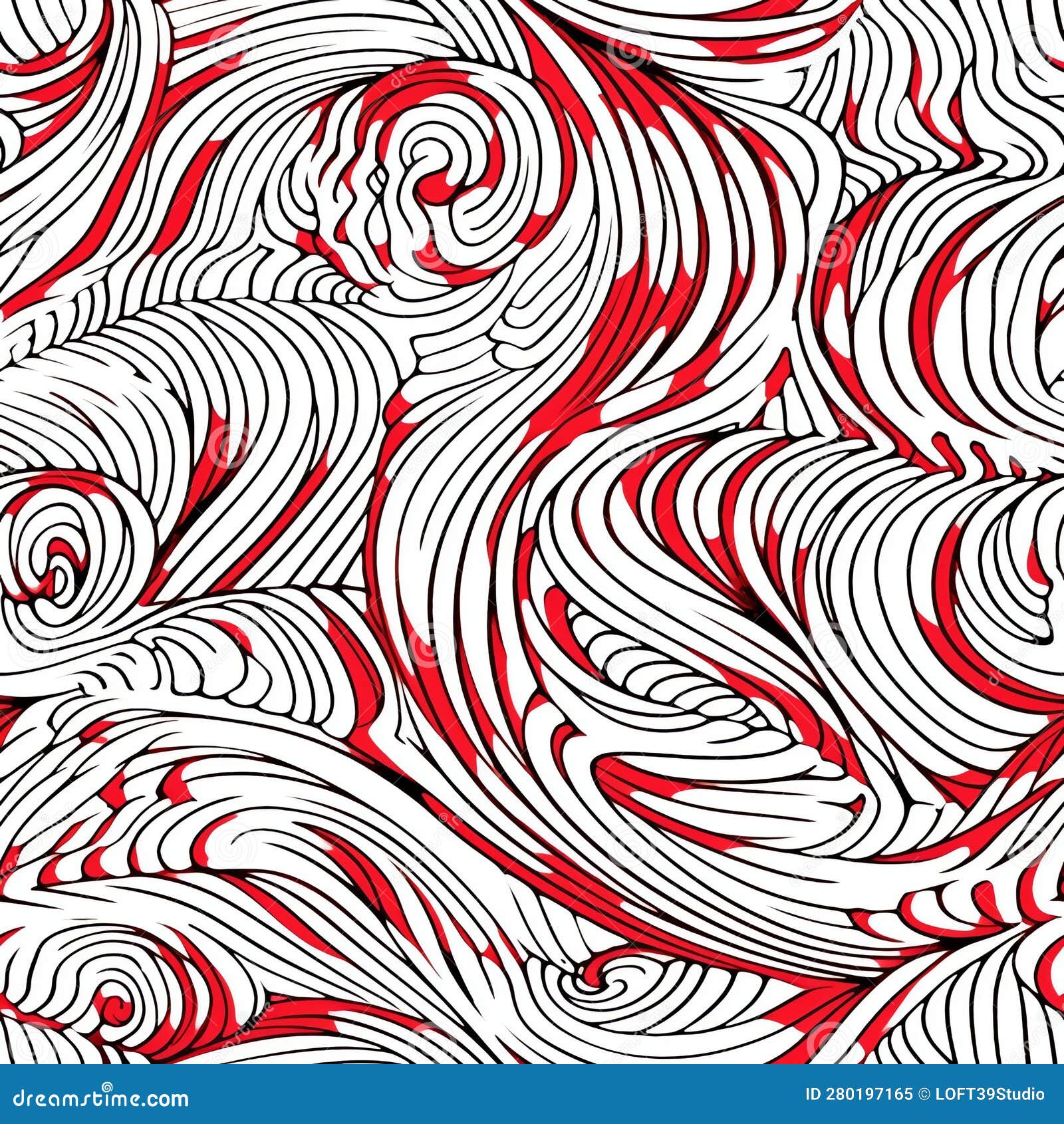 Generative AI Fun Red Line Doodle- Stock Illustration - Illustration of ...