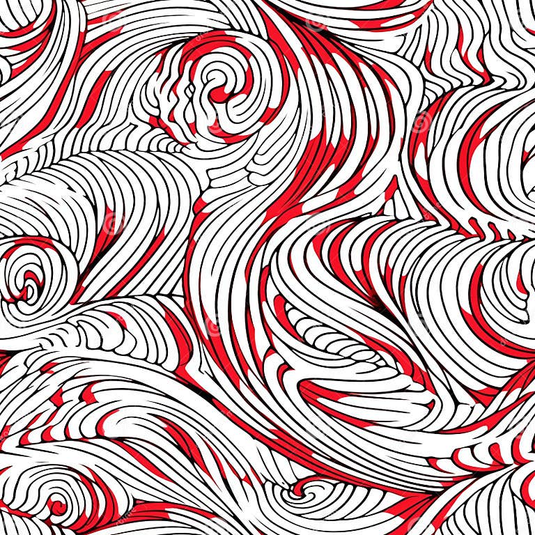Generative AI Fun Red Line Doodle- Stock Illustration - Illustration of ...
