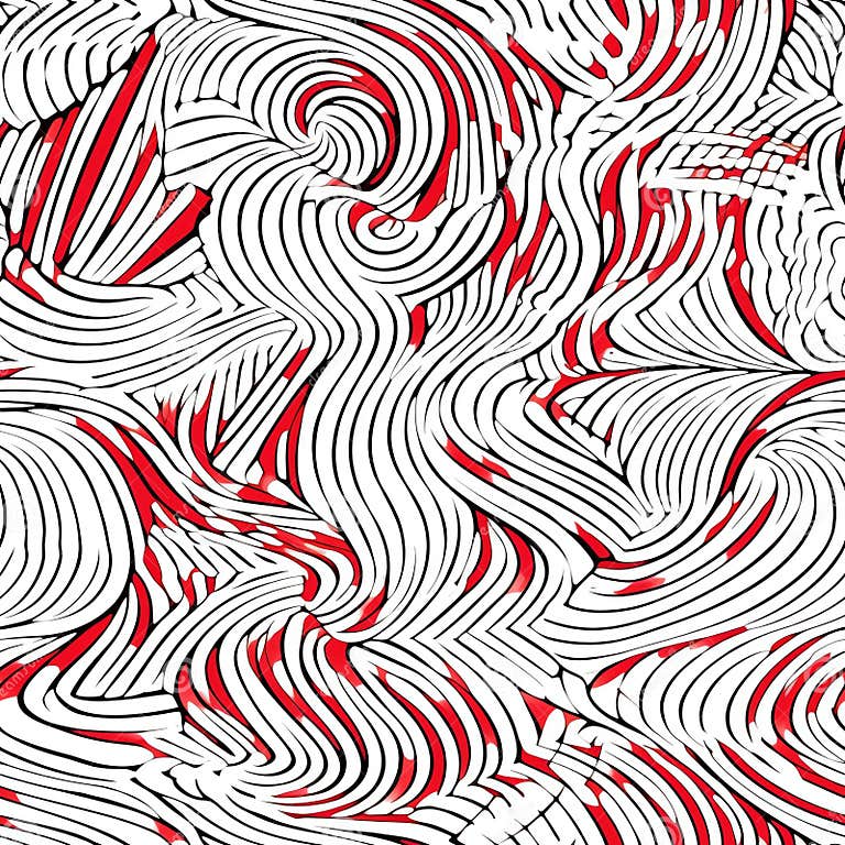 Generative AI Fun Red Line Doodle- Stock Illustration - Illustration of ...