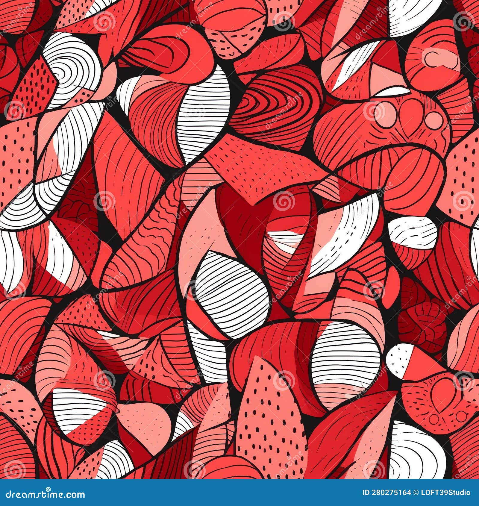 Generative AI Fun Red Line Doodle- Stock Illustration - Illustration of ...