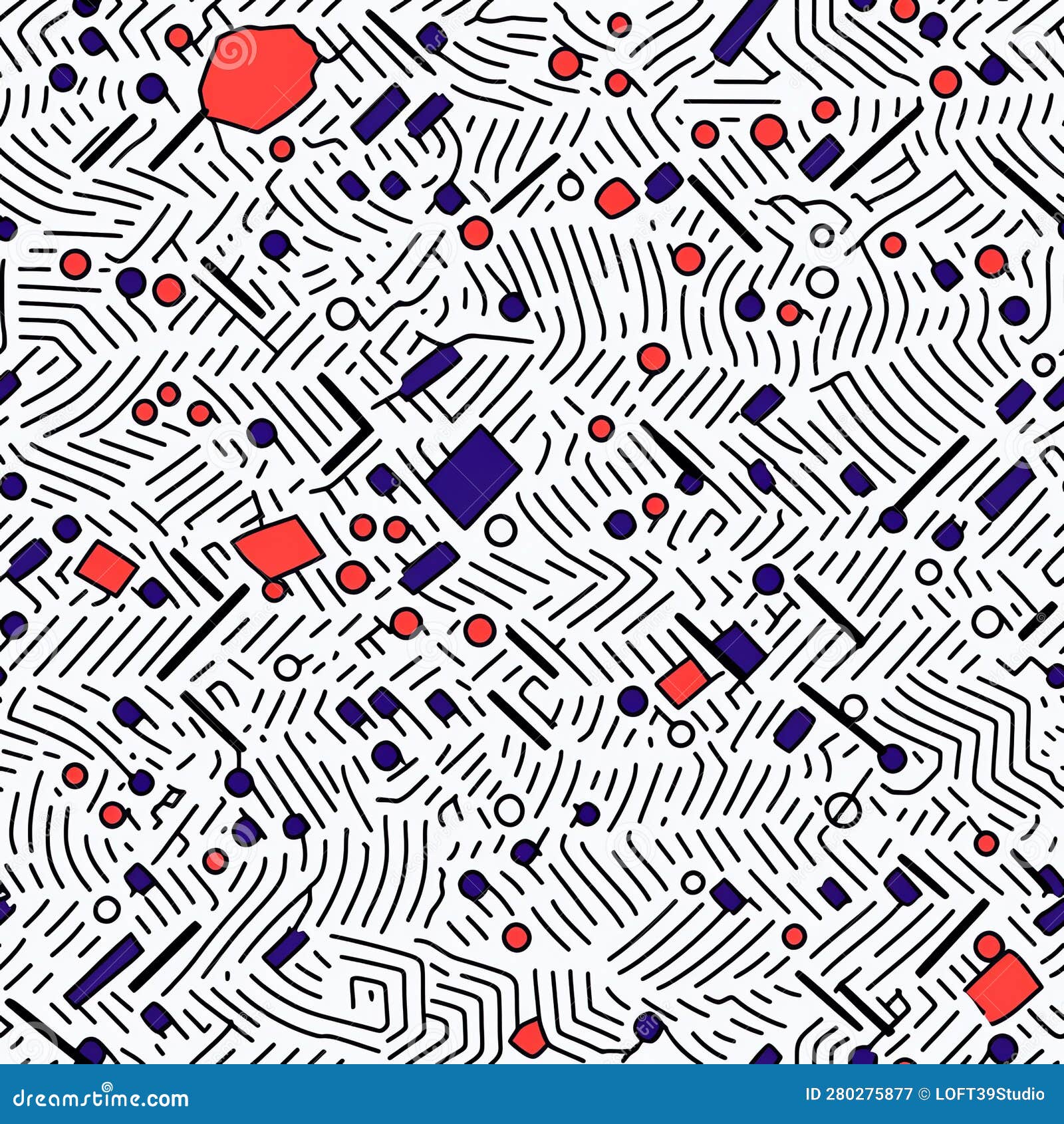 Generative AI Fun Red Line Doodle- Stock Illustration - Illustration of ...