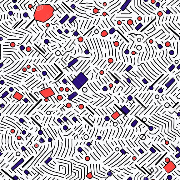 Generative AI Fun Red Line Doodle- Stock Illustration - Illustration of ...