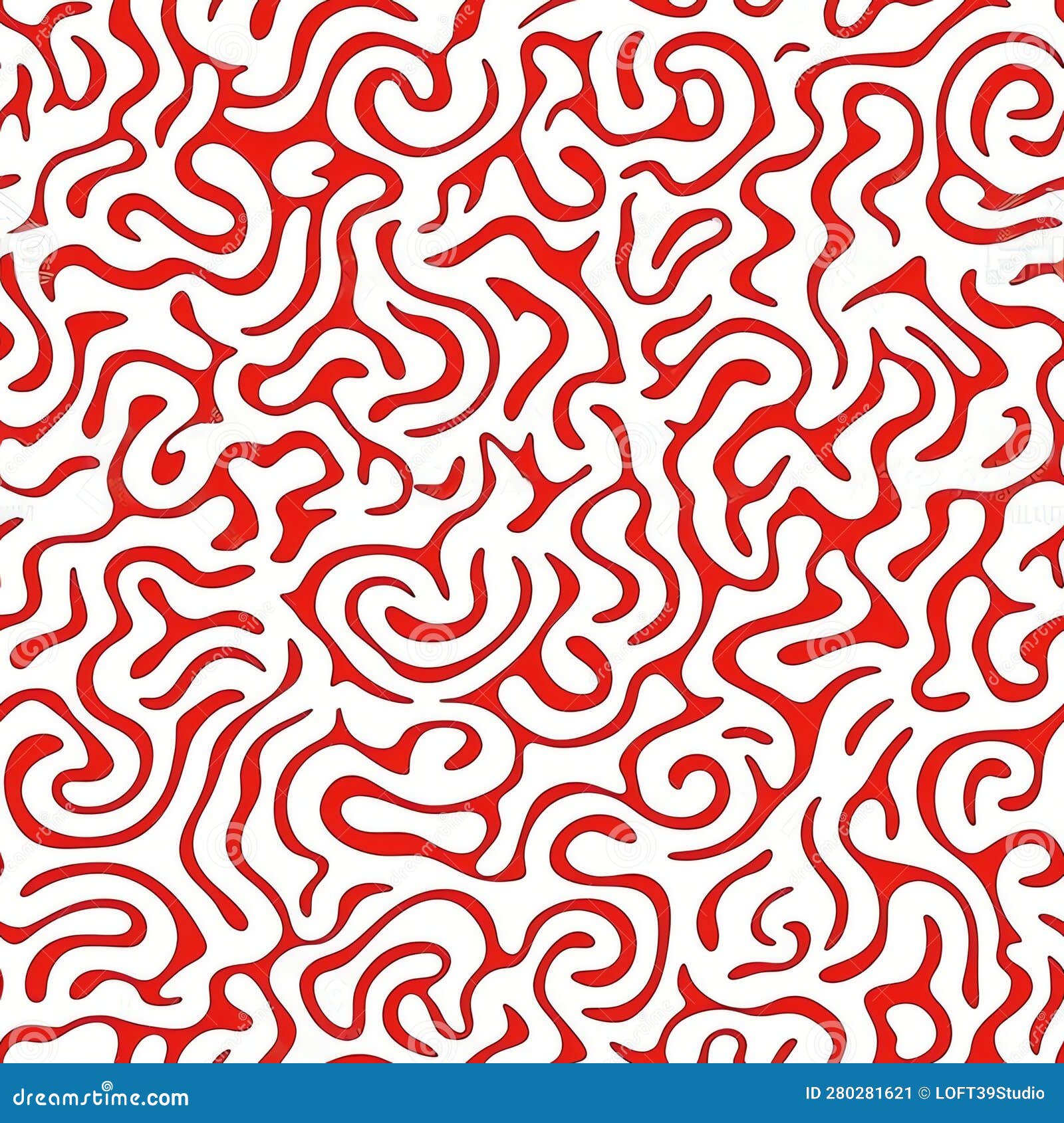 Generative AI Fun Red Line Doodle- Stock Illustration - Illustration of ...