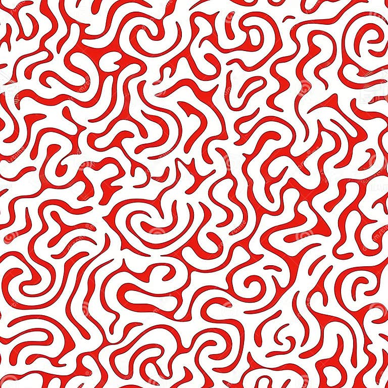Generative AI Fun Red Line Doodle- Stock Illustration - Illustration of ...