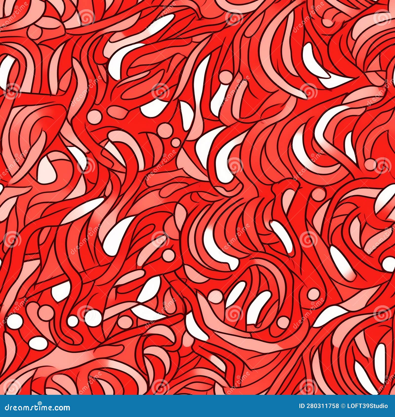 Generative AI Fun Red Line Doodle- Stock Illustration - Illustration of ...