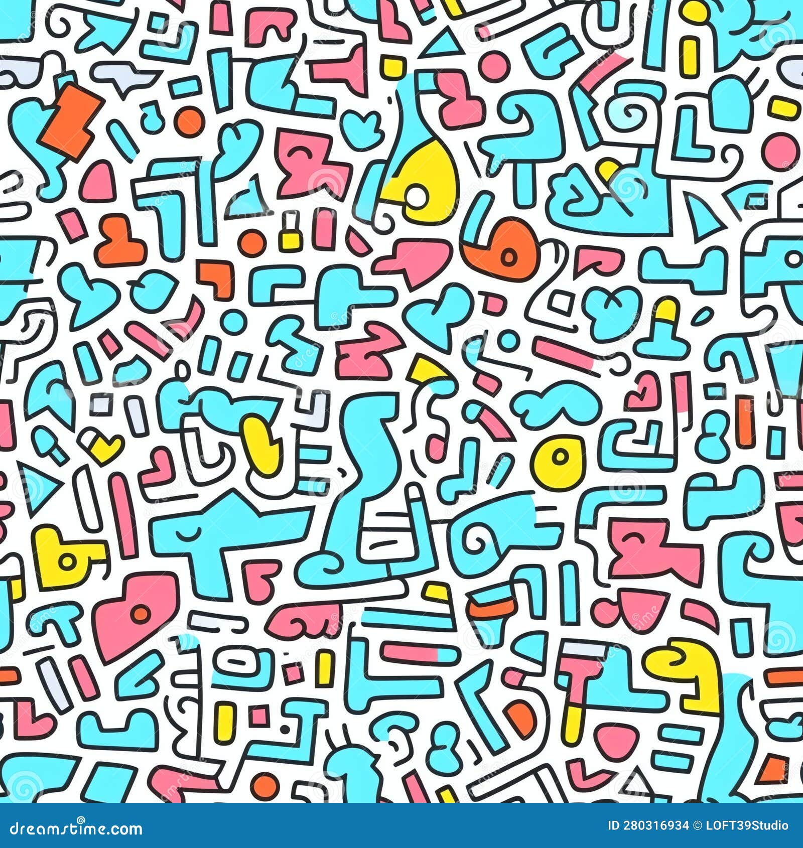 Generative AI Fun Red Line Doodle- Stock Illustration - Illustration of ...
