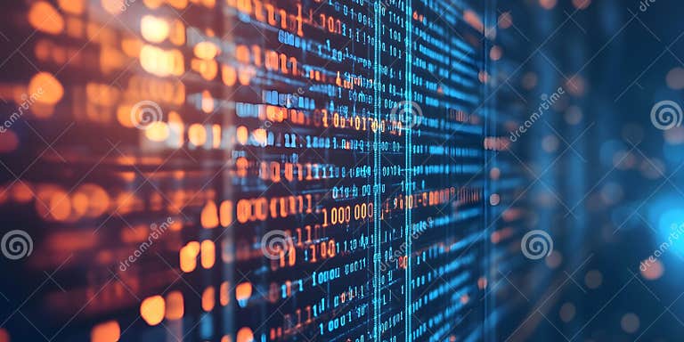 Generative AI Futuristic Digital Matrix Code Background for Technology and Data Concepts ...