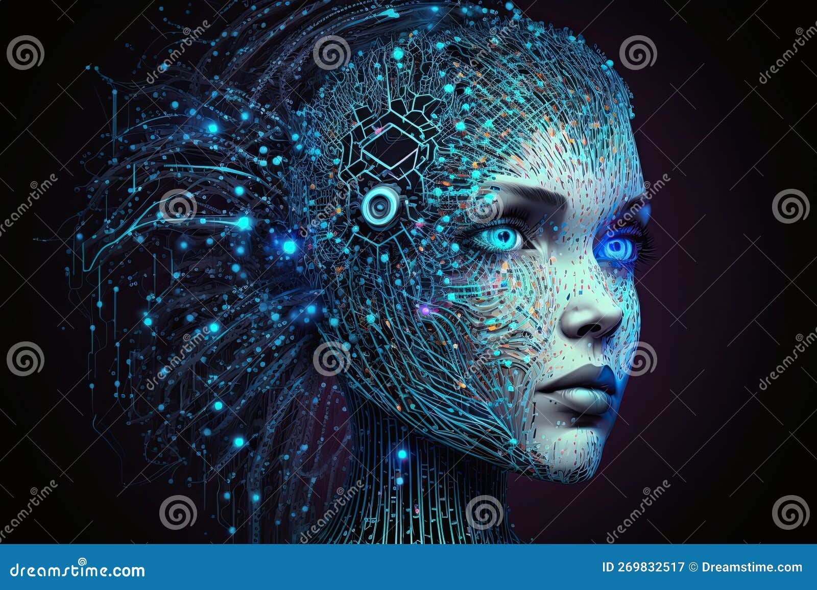 Generative AI. Futuristic Face Female Humanoid Robot. a Technological ... Generative AI. Futuristic Face Female Humanoid Robot. a Technological ...