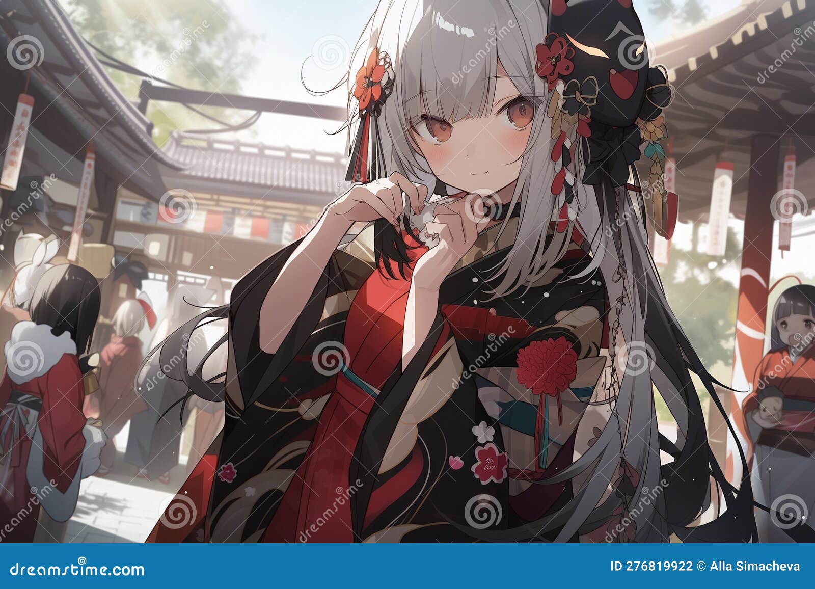 Generative Ai. Geisha Anime Illustration Stock Illustration ...