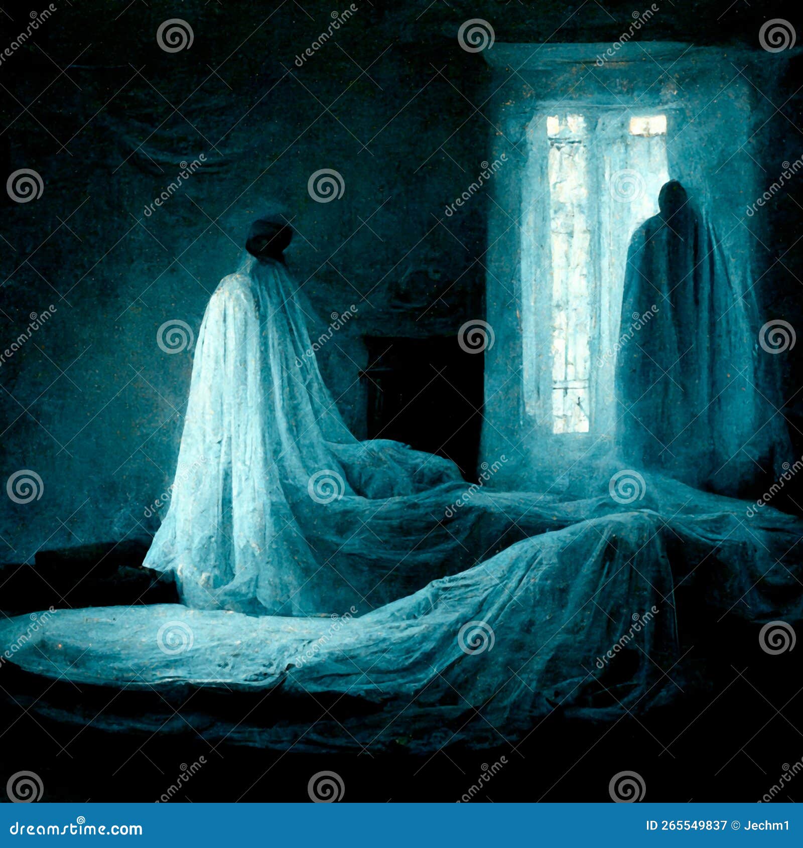 GENERATIVE AI, GENERATIVE, AI Ghost Looking in a Mirror in an Abandoned ...