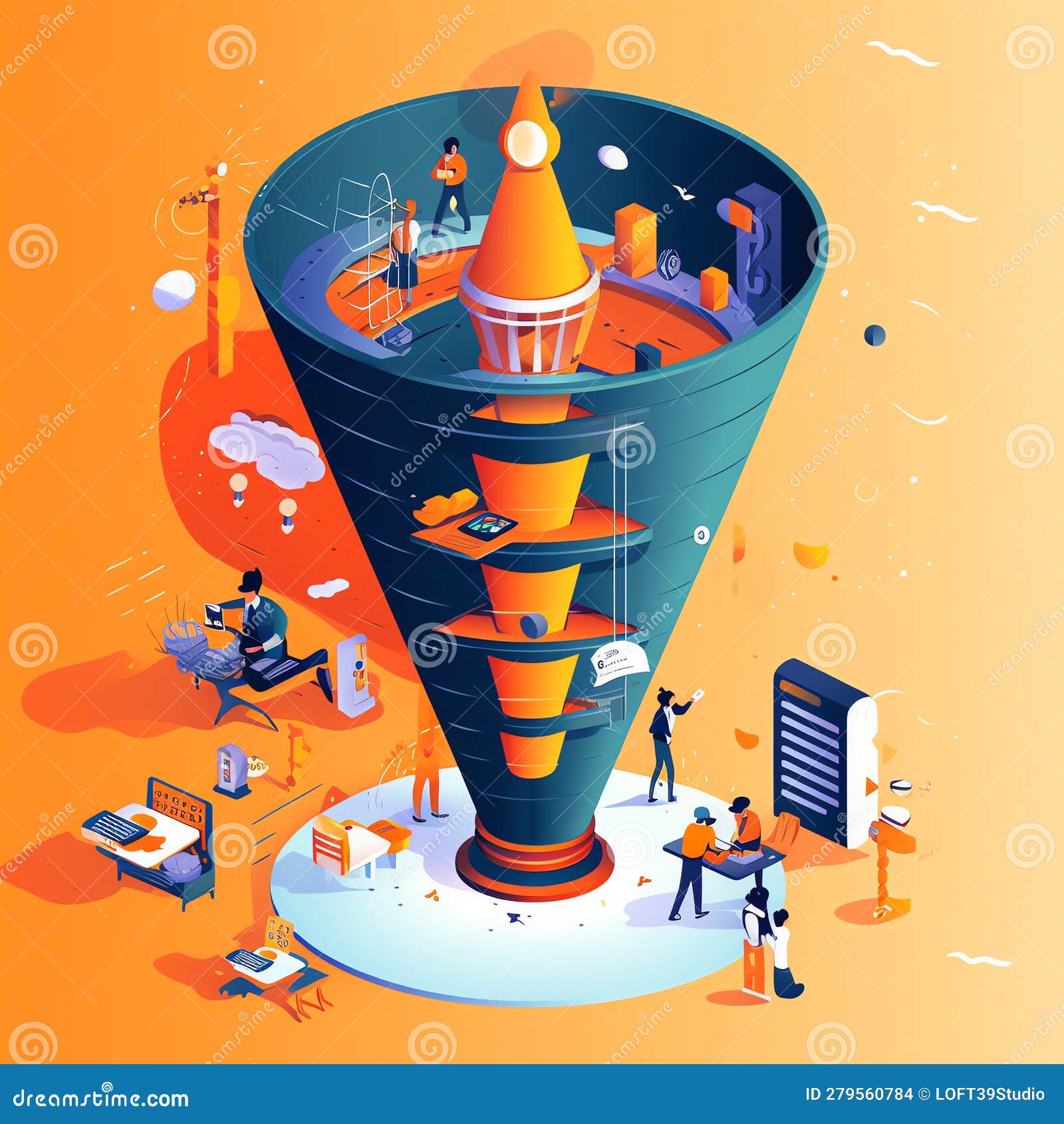 Generative AI Geometric Objects Falling into- Stock Illustration ...