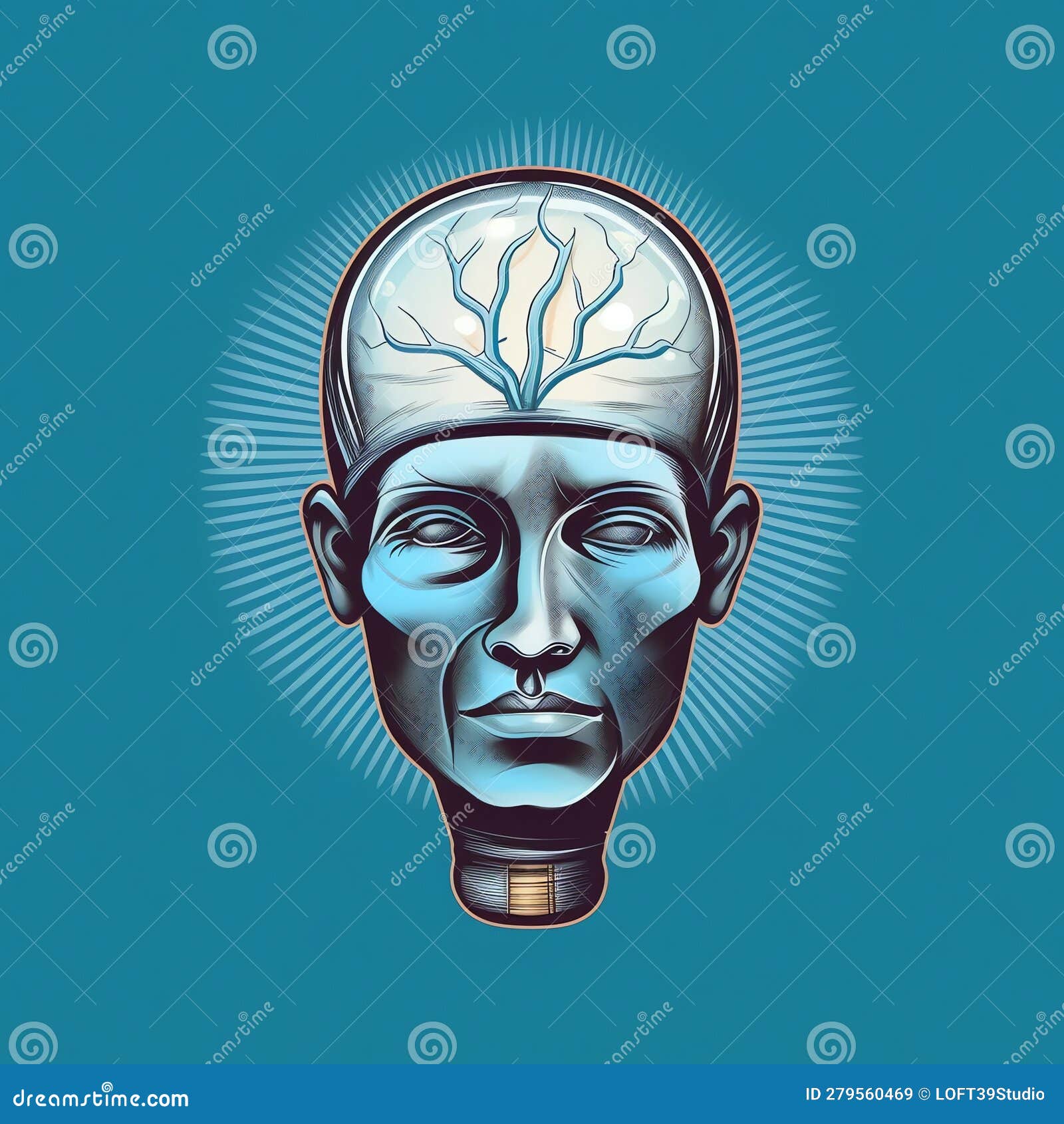 Generative AI Glowing Lightbulb Inside Human- Royalty-Free Illustration ...