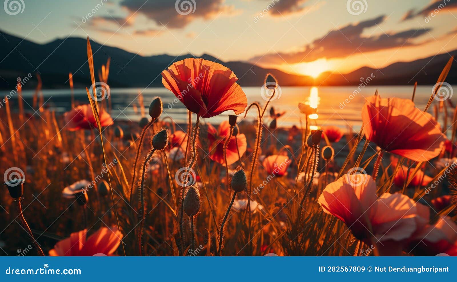 Generative AI, Golden Hour Glow Stock Image - Image of landscapes ...