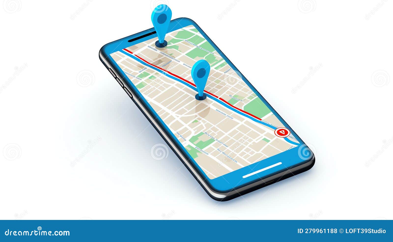 Generative AI Gps Navigation Positioning Mobile- Stock Illustration ...