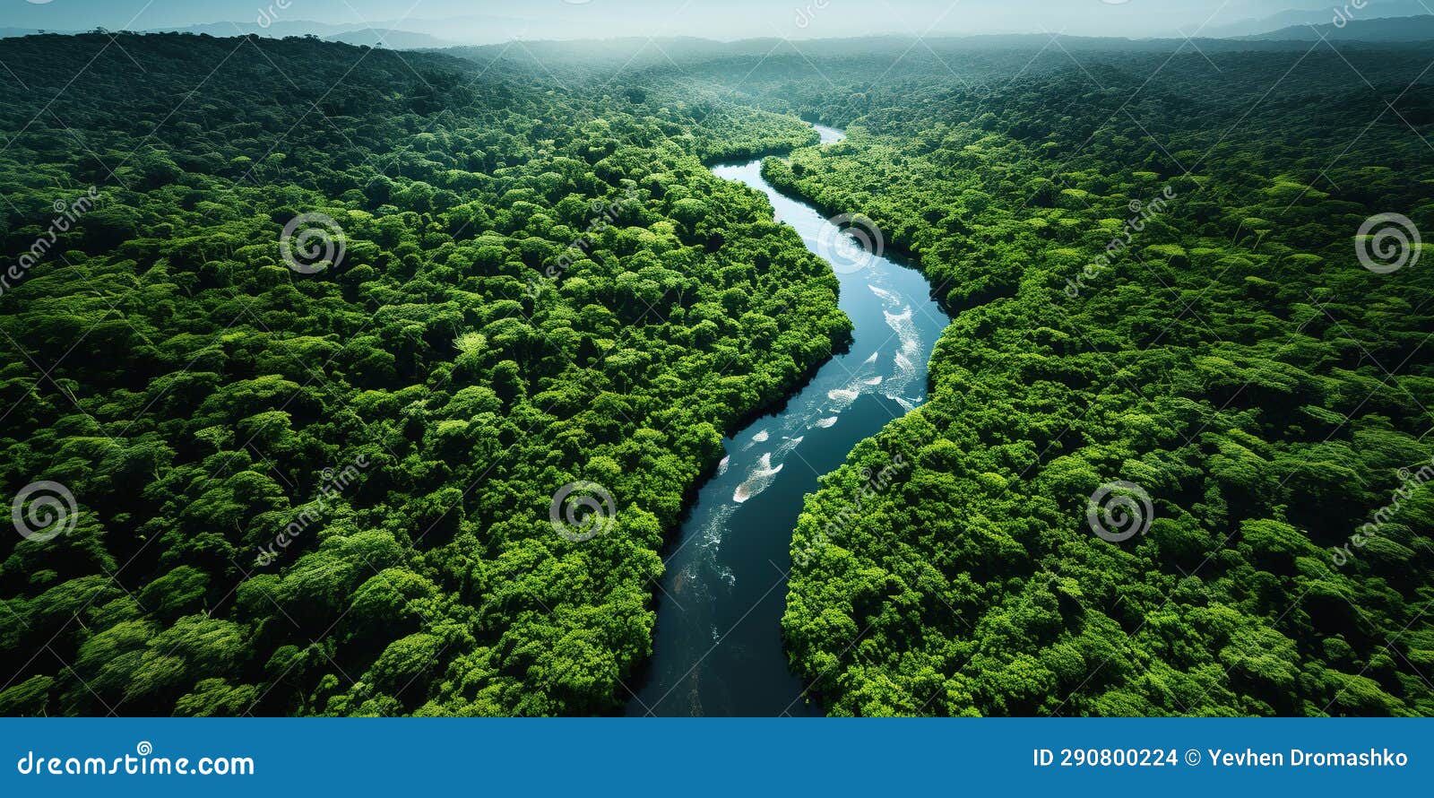 Generative AI, Green Beautiful Amazonian Jungle Landscape with Trees ...