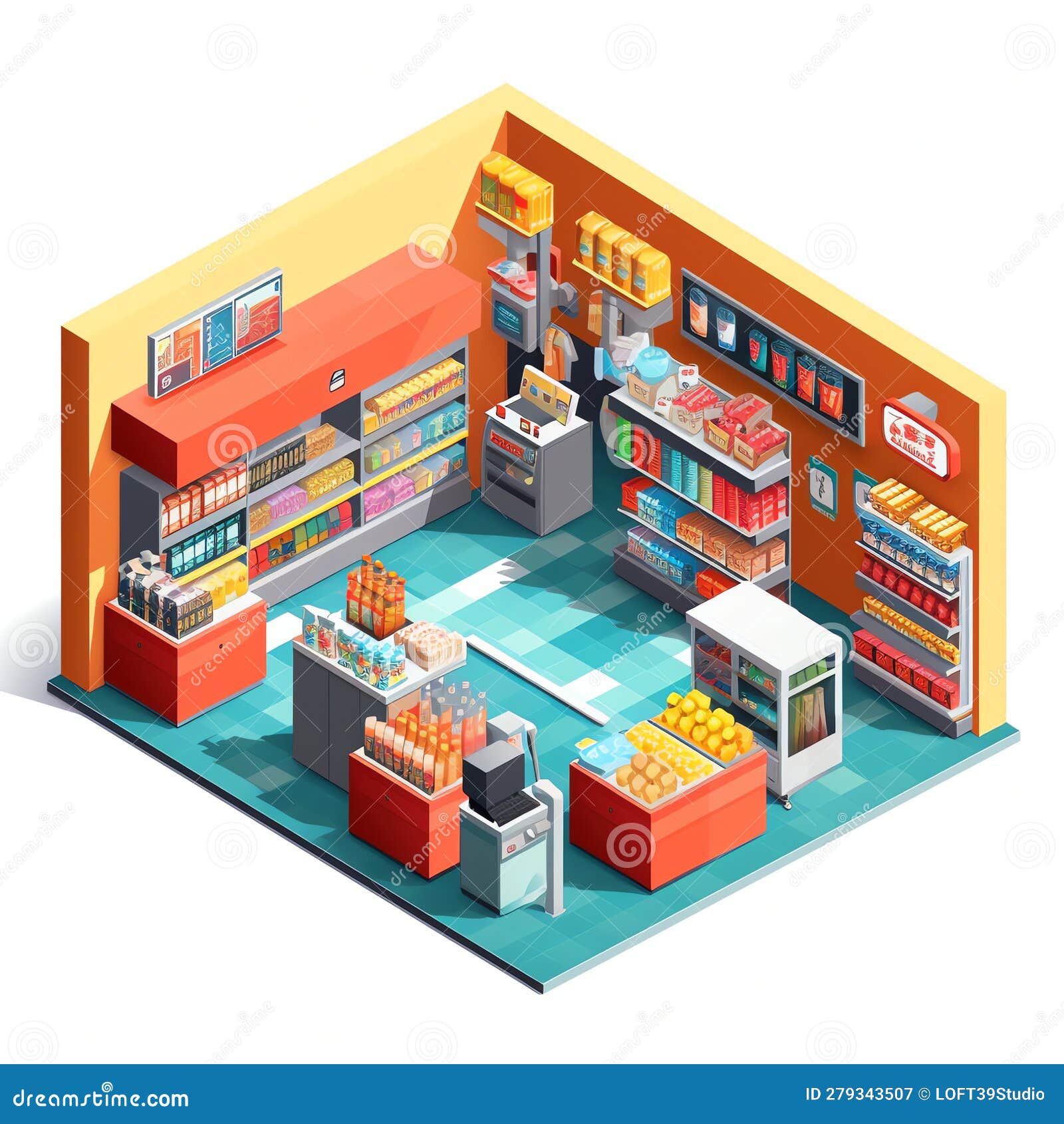 Generative AI Grocery Store Concept- Stock Illustration - Illustration ...