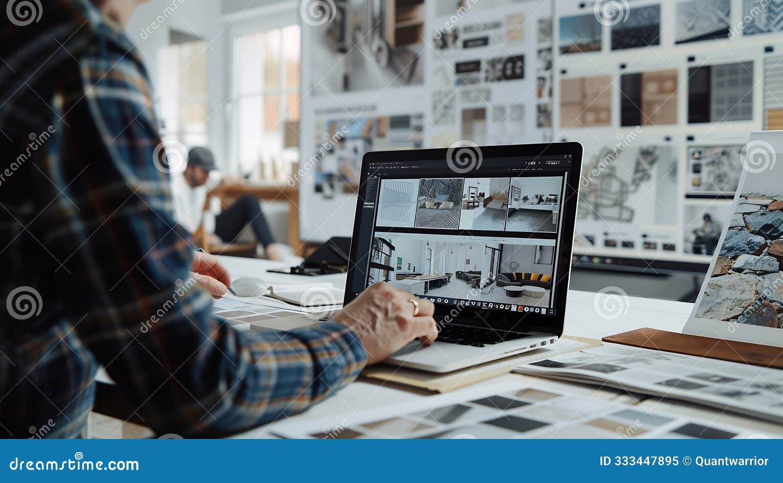 Generative AI Group of Interior Architect Designer Team at Table ...