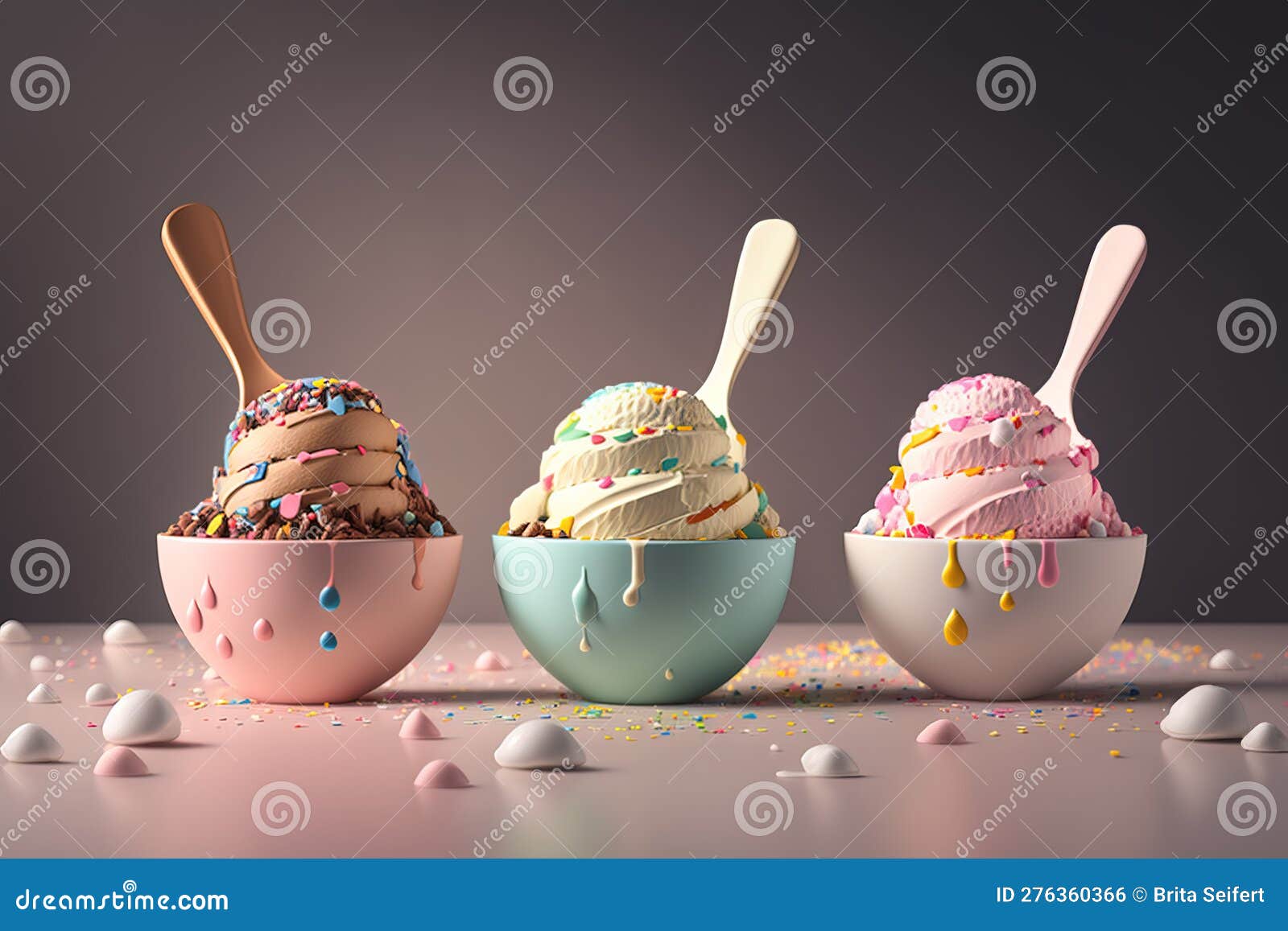 Generative AI. A Group Of Three Cups Filled With Different Types Of Ice ... Generative AI. A Group Of Three Cups Filled With Different Types Of Ice ...