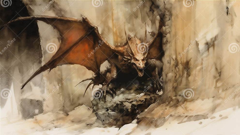 Generative Ai Guardian S Embrace Dragon Protecting The Sacred Crystal Stock Illustration