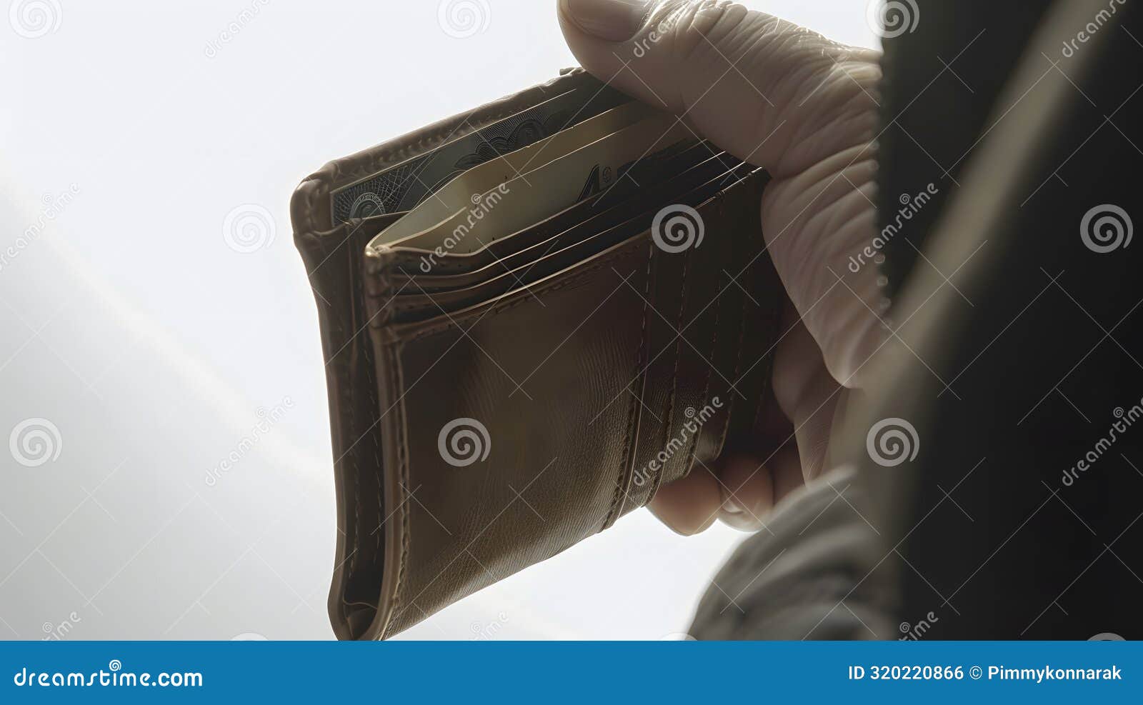 Generative AI Hand Opens Empty Wallet on White Background Business ...