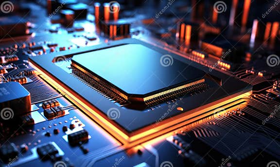 High-tech Microprocessor Chip on a Motherboard, a Concept of Advanced ...