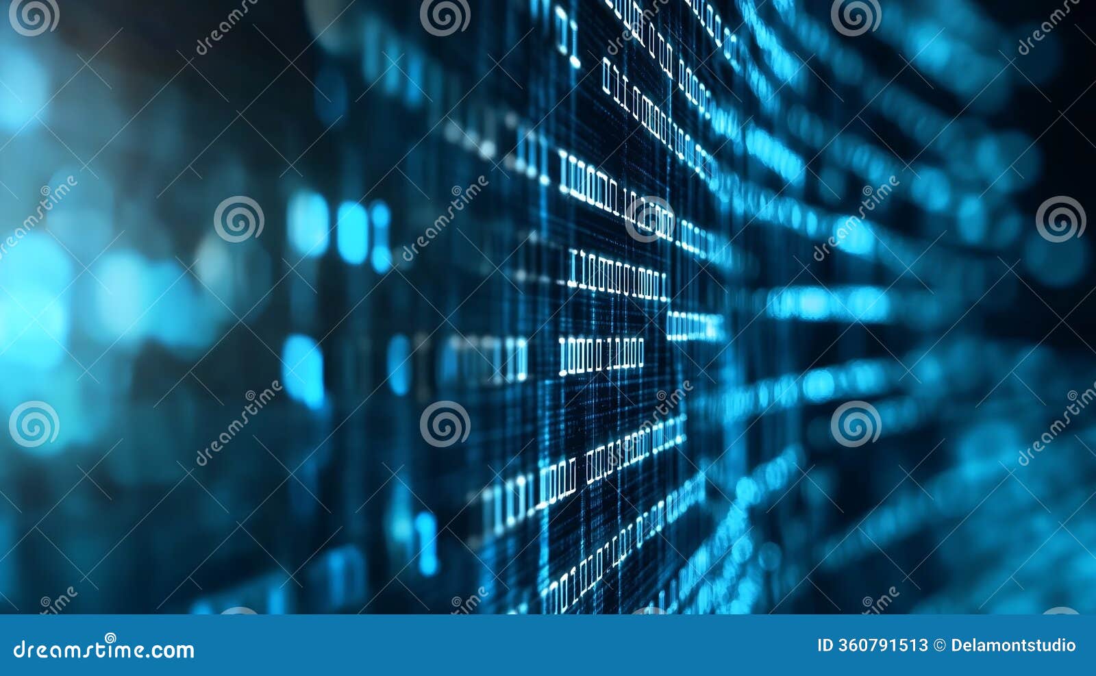 Generative AI Hightech Digital Background Featuring Glowing Blue Binary ...