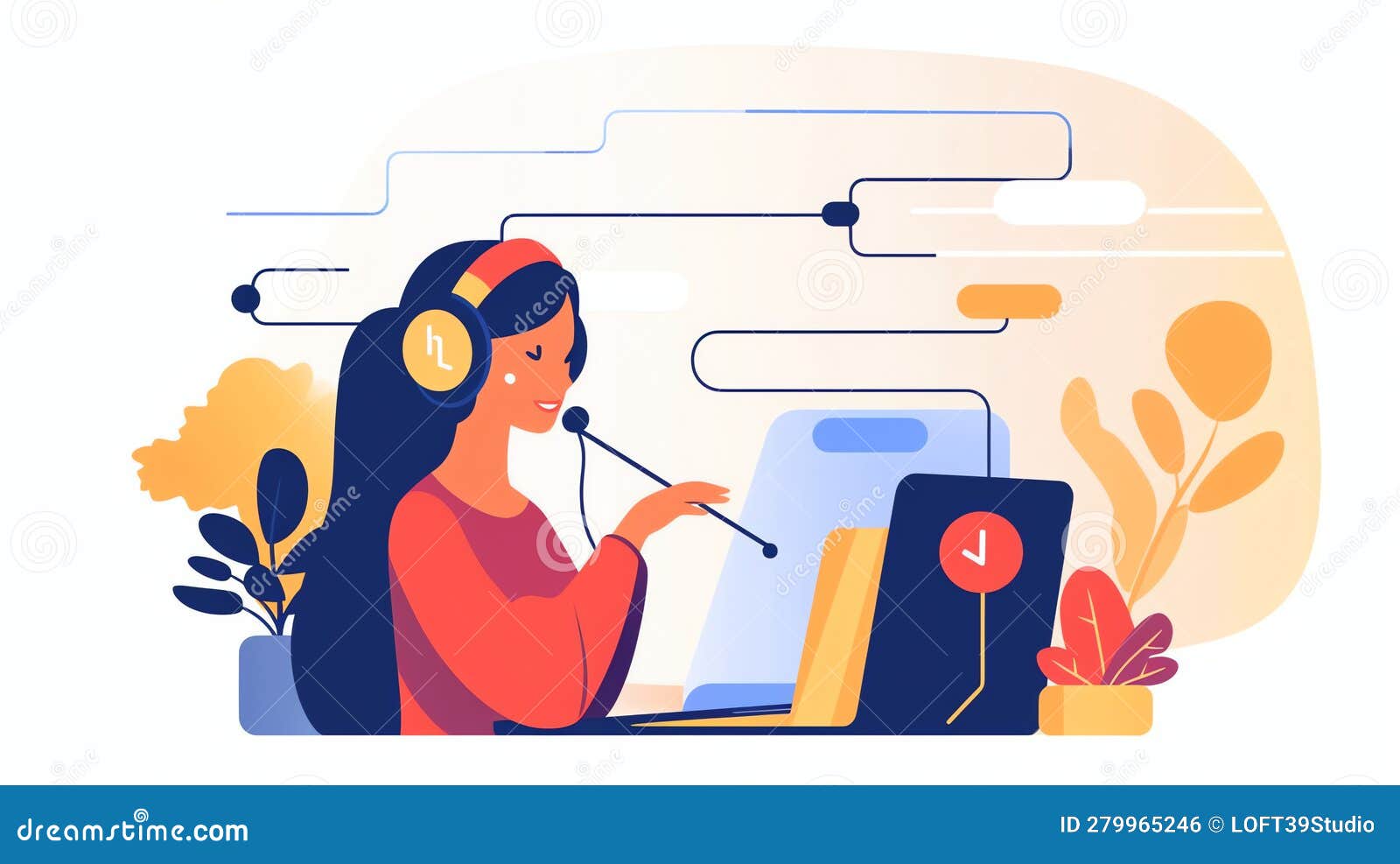 Generative AI Hotline Operators Help Clients- Stock Illustration ...