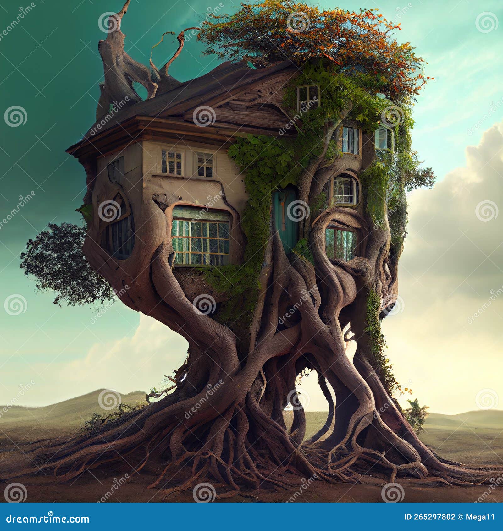 Generative AI: House Built in the Middle of the Roots of a Huge Tree ...