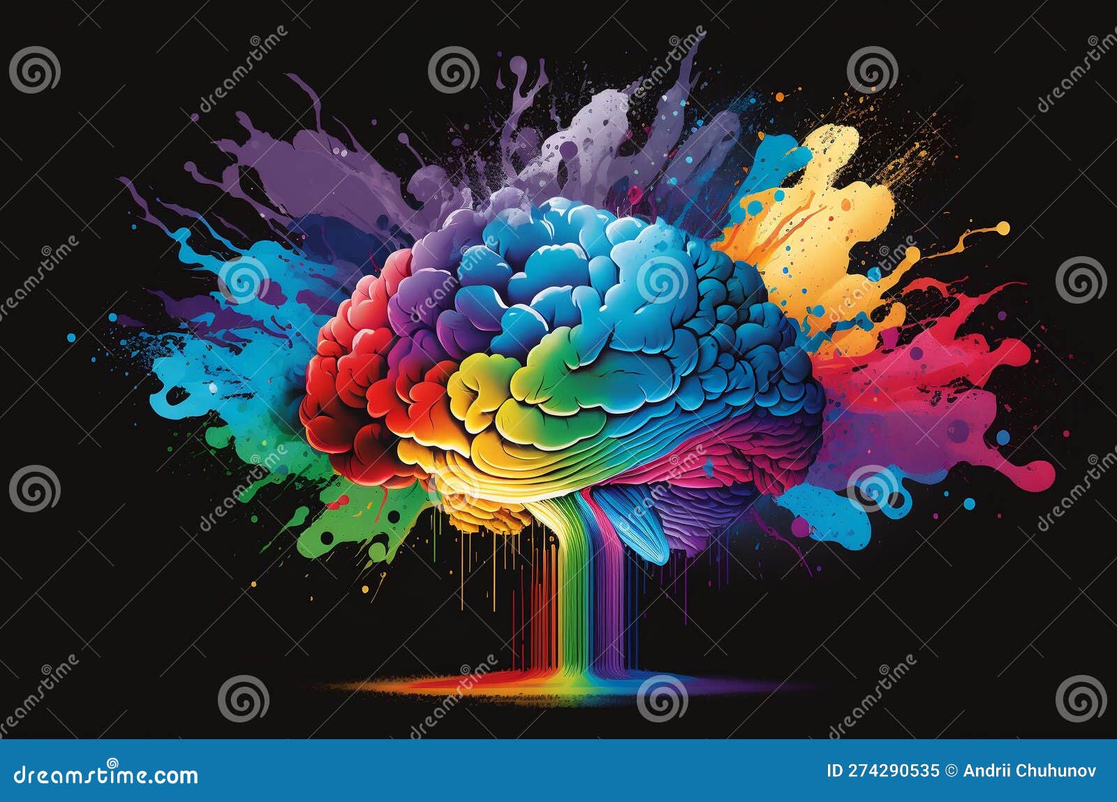 Generative AI Human Brain Exploding with Knowledge Stock Illustration ...