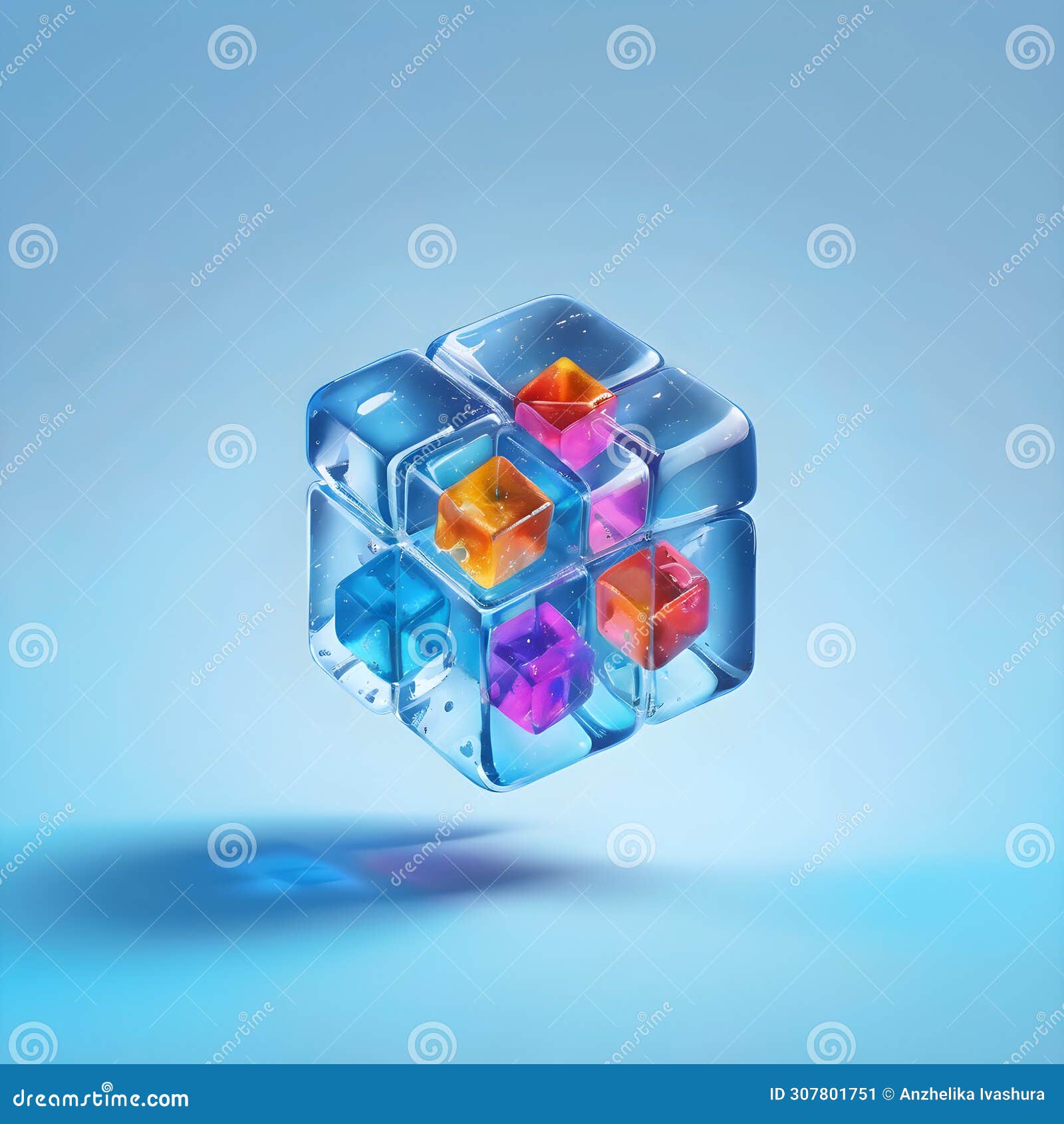 Ice Cubes Burning on Fire on a Blue Background Stock Illustration ...