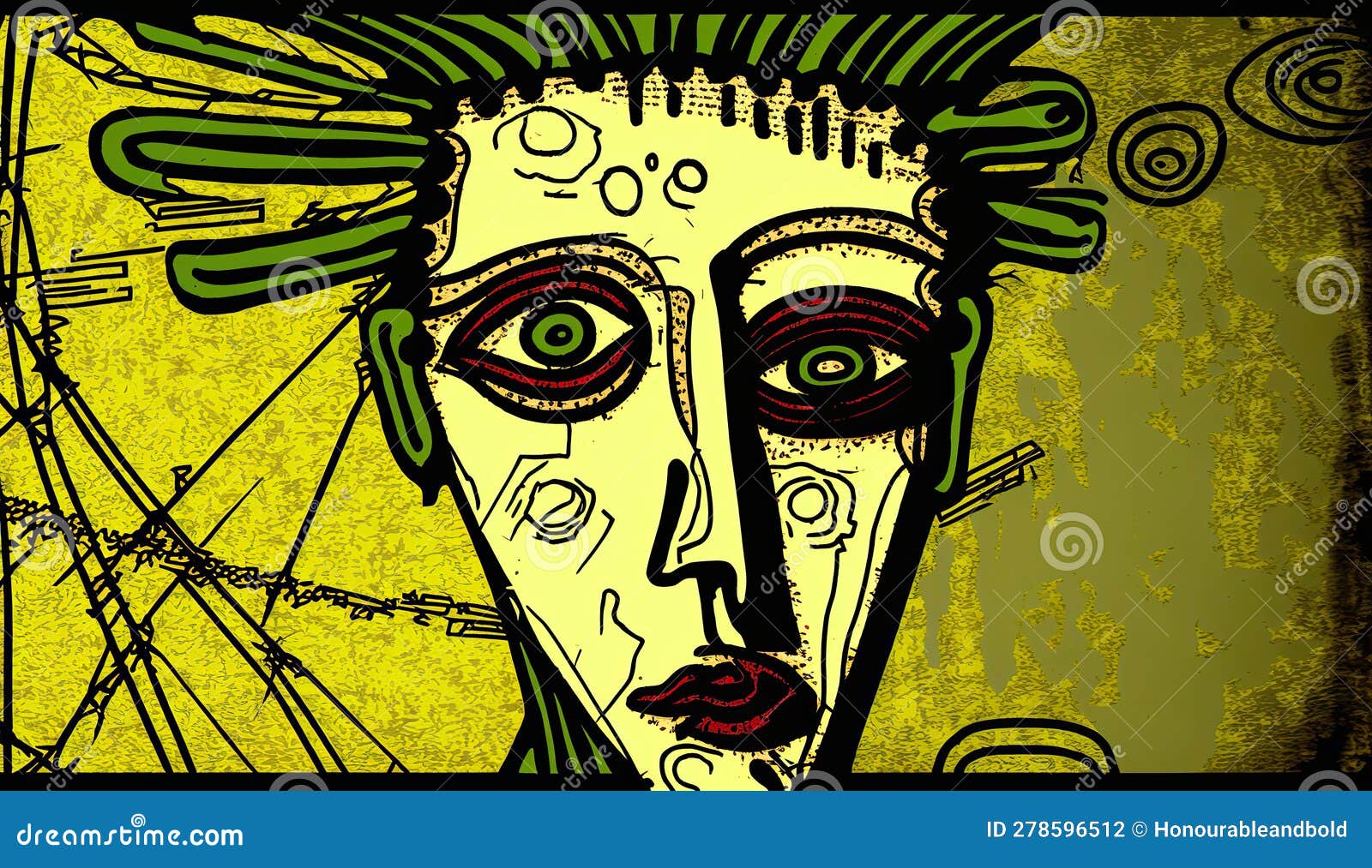 Generative AI Illustration of Art Brut Style Image of Groups of Very ...