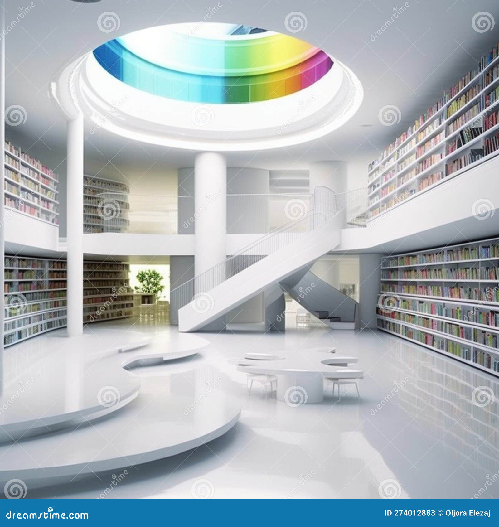Generative Ai Illustration. Atrium Library Stock Illustration ...