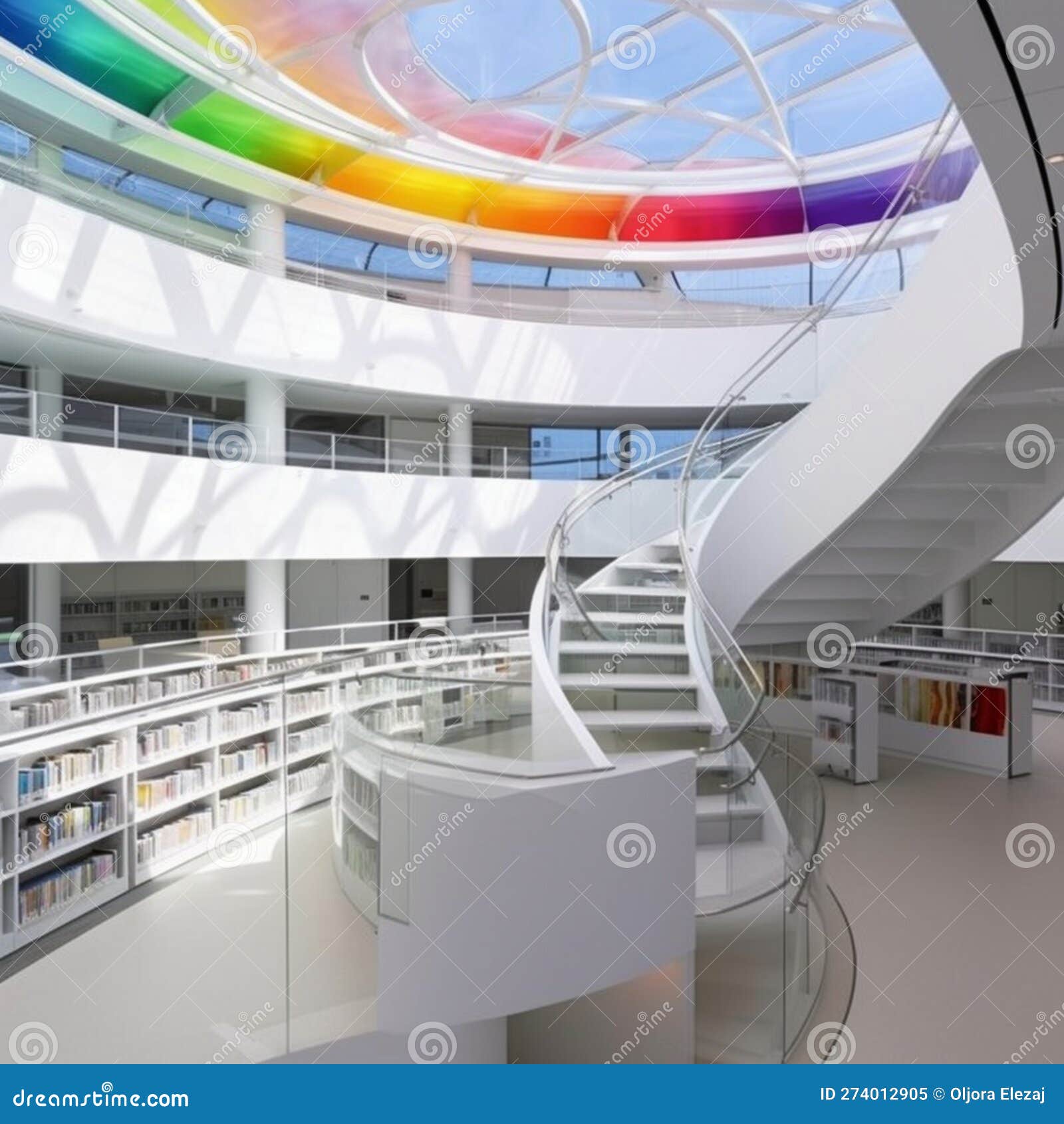Generative Ai Illustration. Atrium Library Stock Illustration ...
