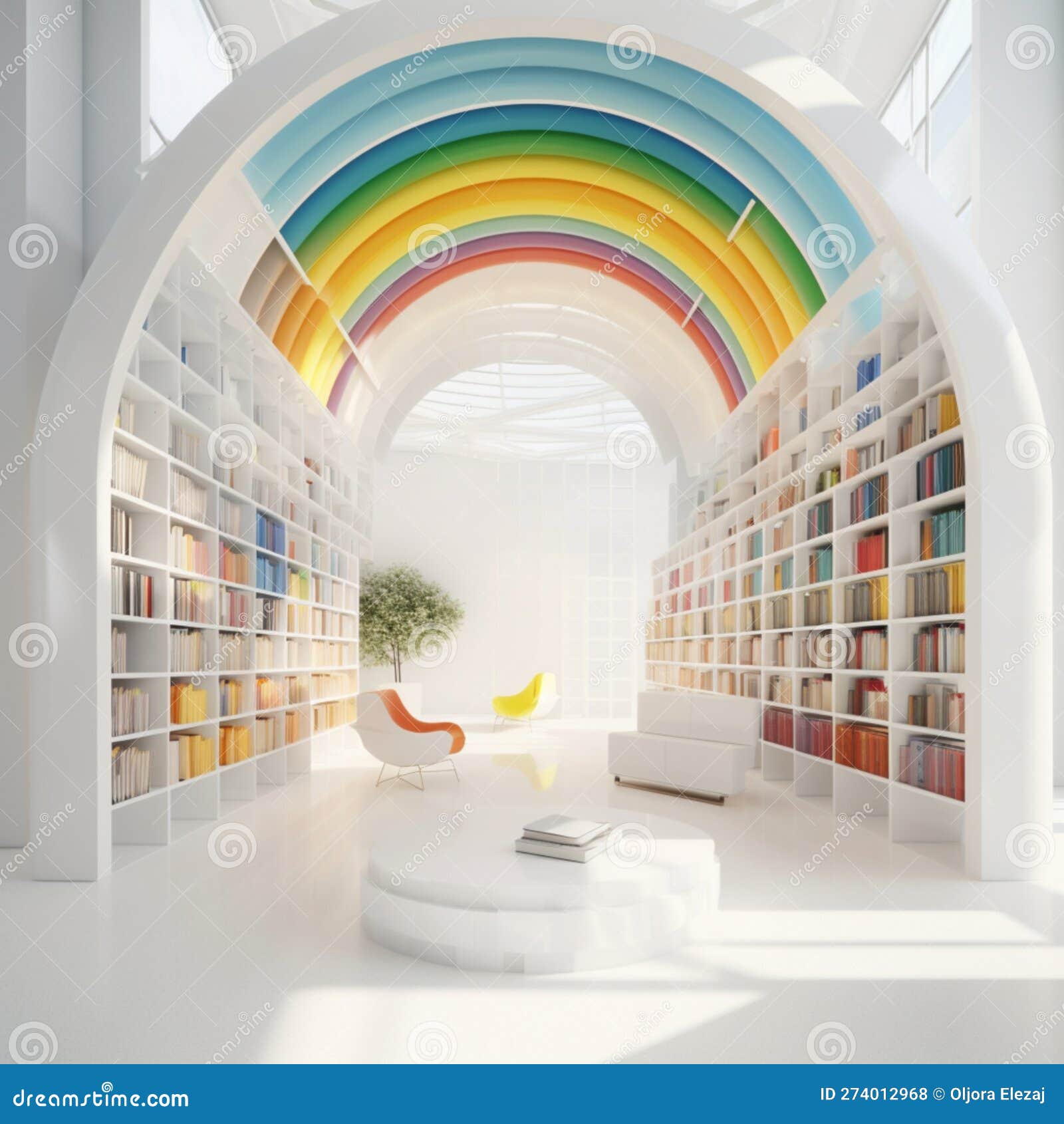 Generative Ai Illustration. Atrium Library Stock Photo - Image of tech ...
