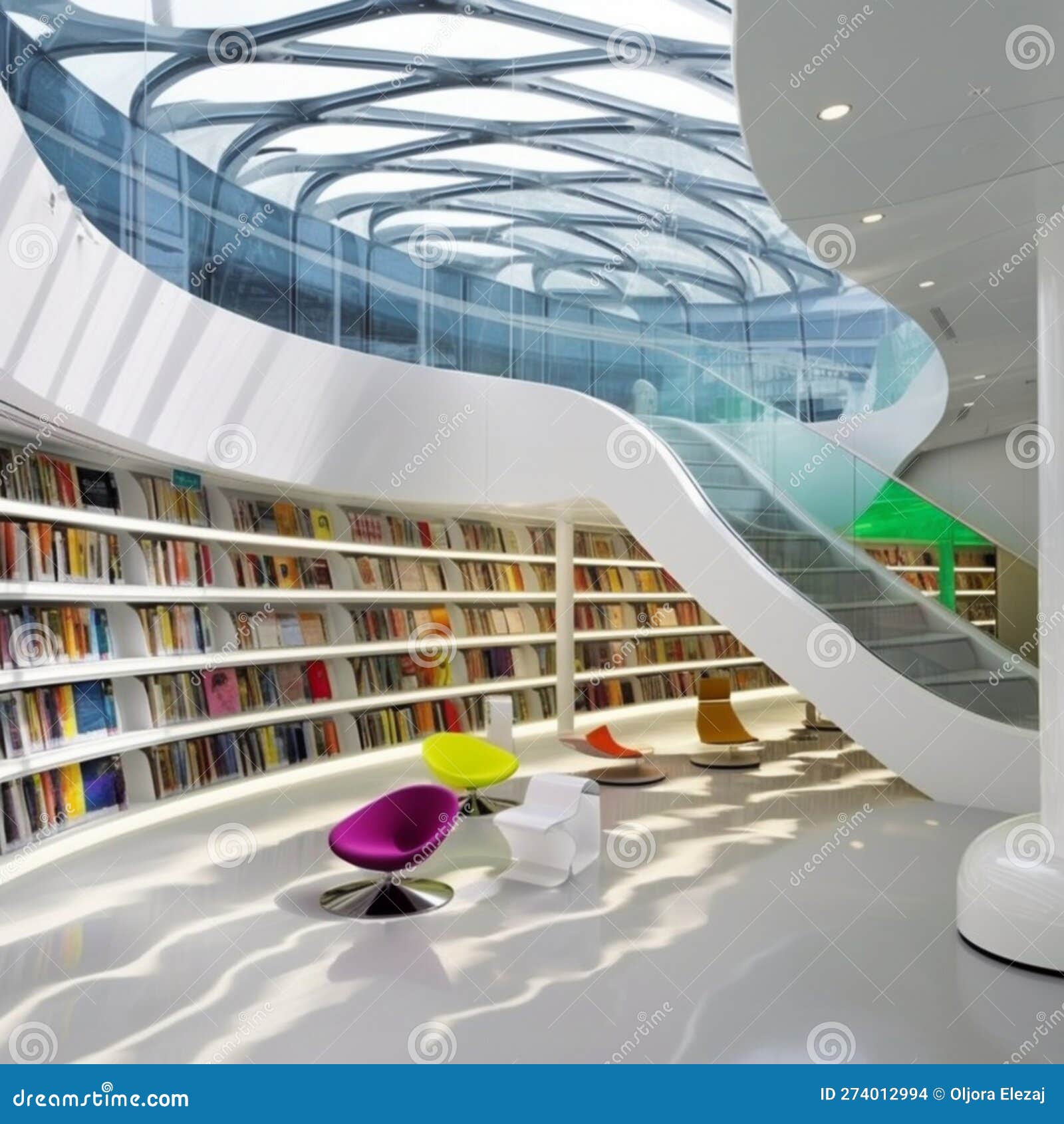 Generative Ai Illustration. Atrium Library Stock Illustration ...