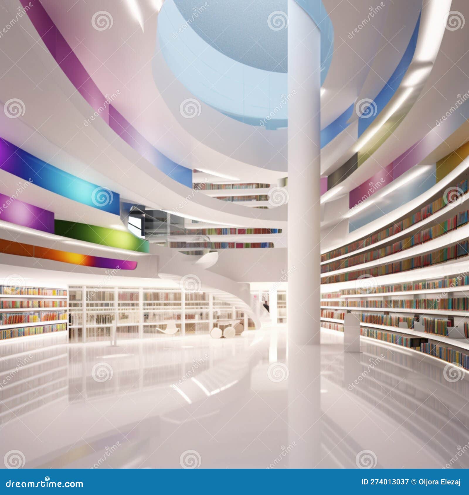 Generative Ai Illustration. Atrium Library Stock Illustration ...