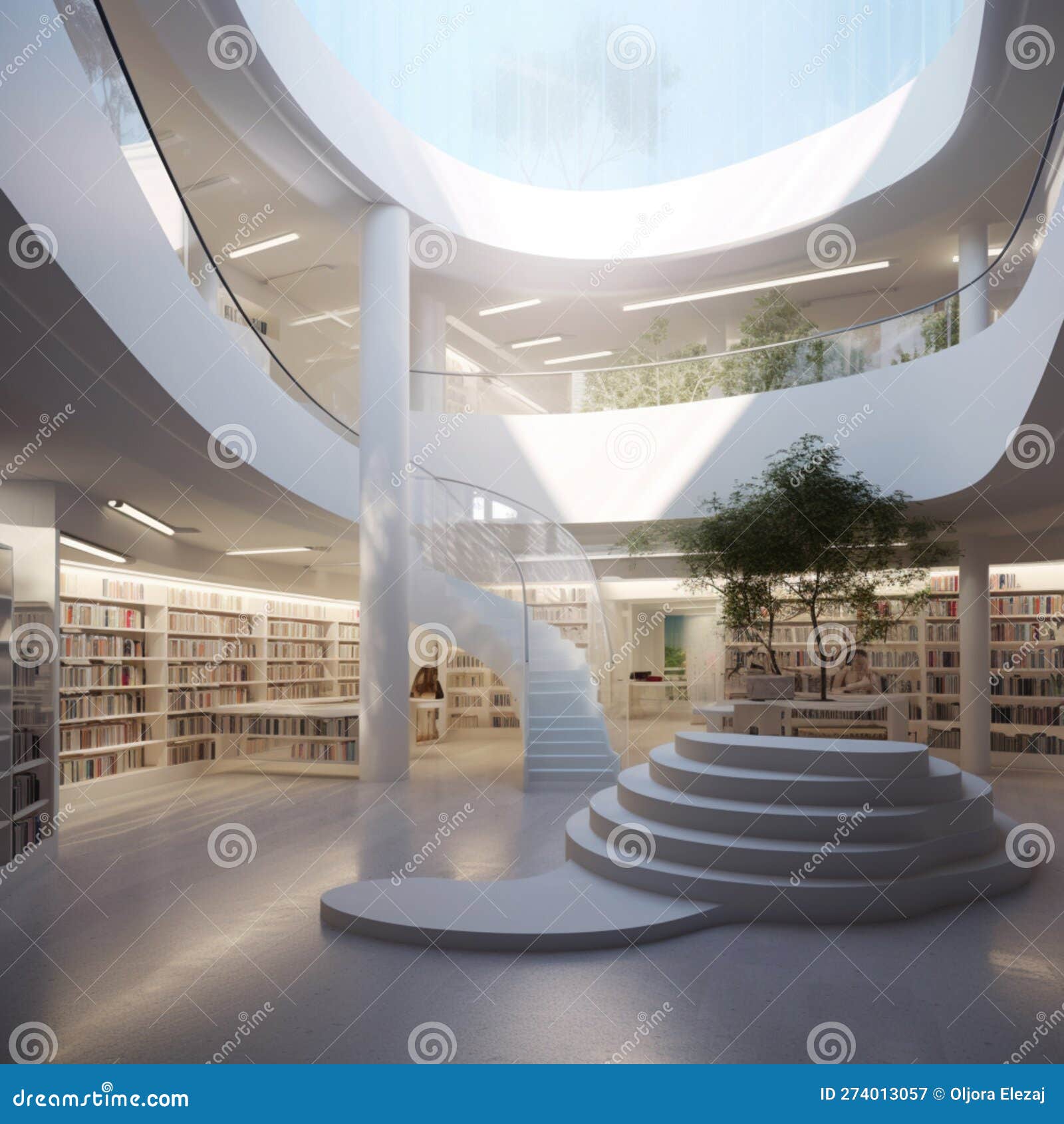 Generative Ai Illustration. Atrium Library Stock Illustration ...