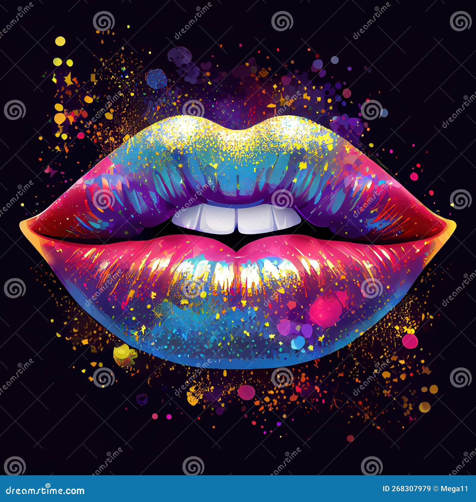 Generative AI: Illustration of Beautiful Women Lips Stock Illustration ...