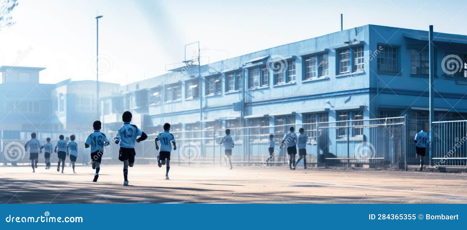 Generative Ai Illustration Of Blurred Kids Running In School Playground ...