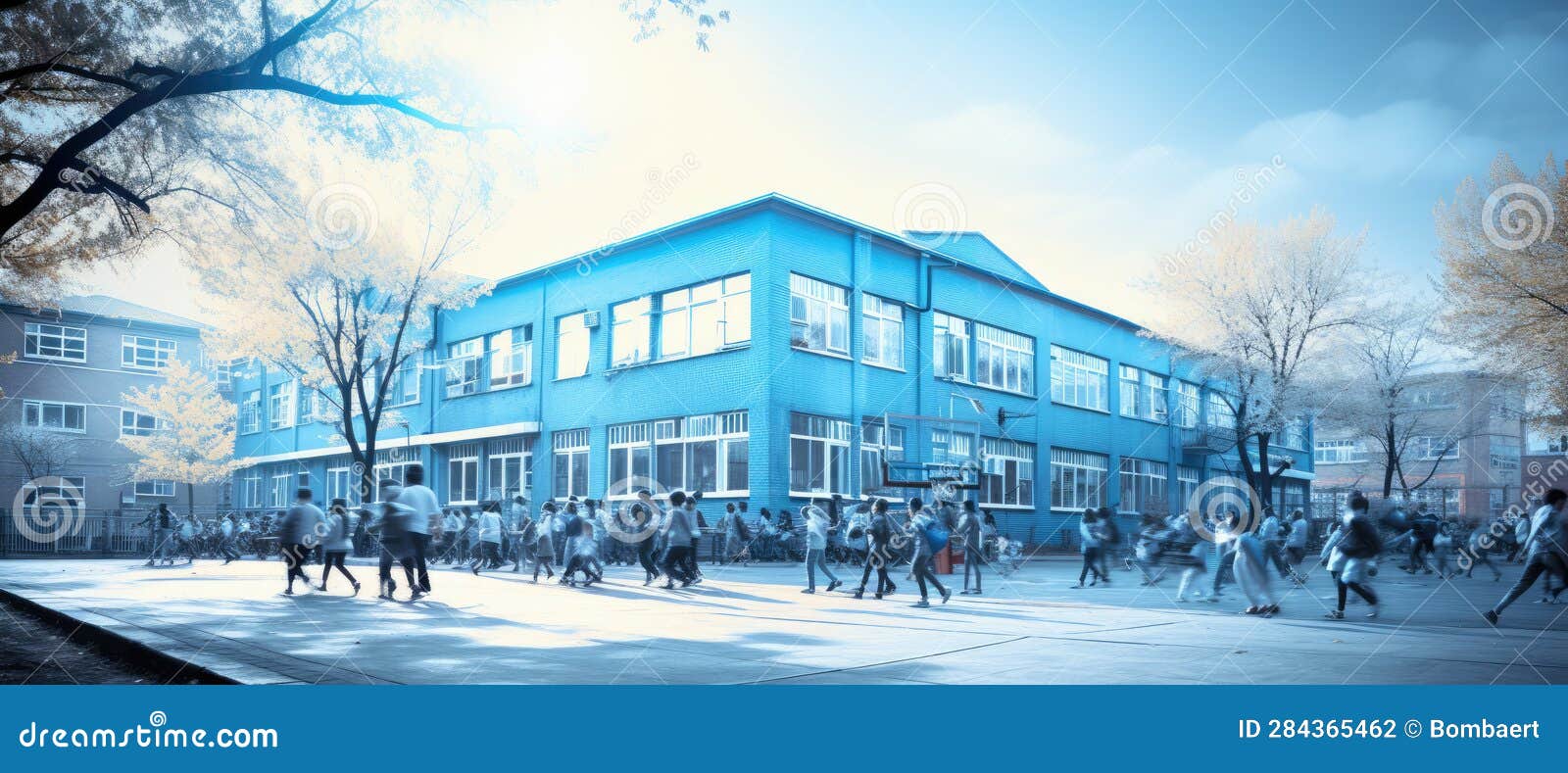 Generative Ai Illustration of Blurred Kids Running in School Playground ...