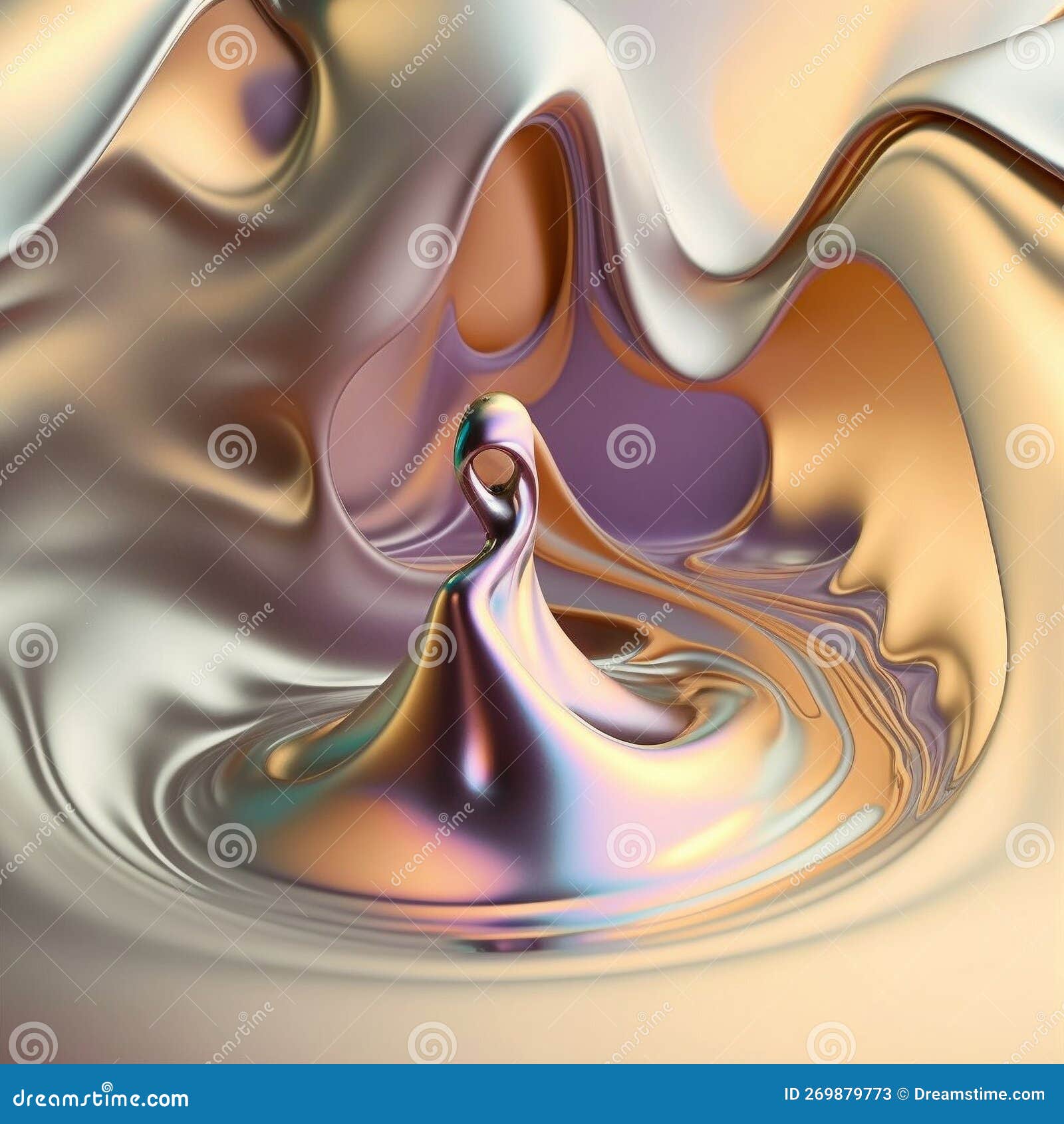 Generative AI Illustration of Calming Flowing Liquid Metal Abstract ...