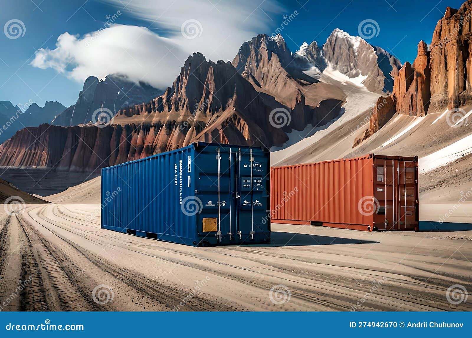 Generative AI Illustration of Cargo Containers Stock Illustration ...