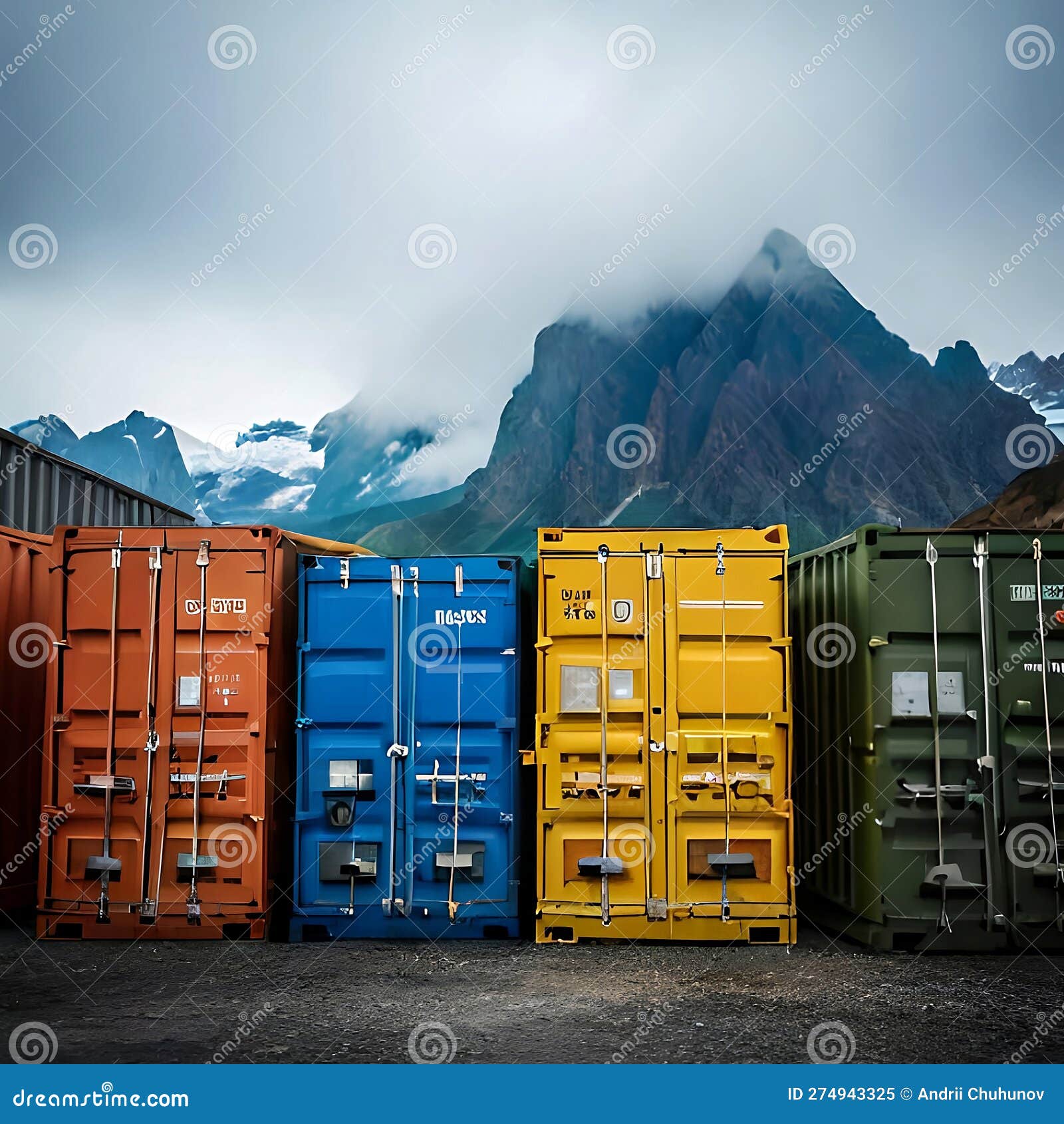 Generative AI Illustration of Cargo Containers Stock Illustration ...