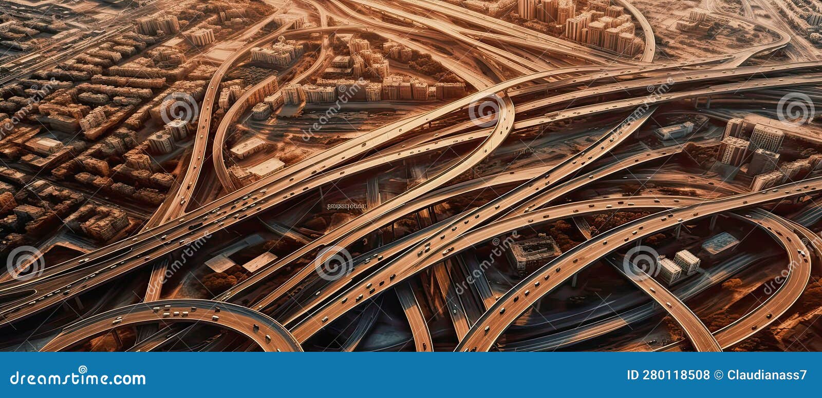 Generative Ai Illustration of a Chaotic Highway System Stock ...