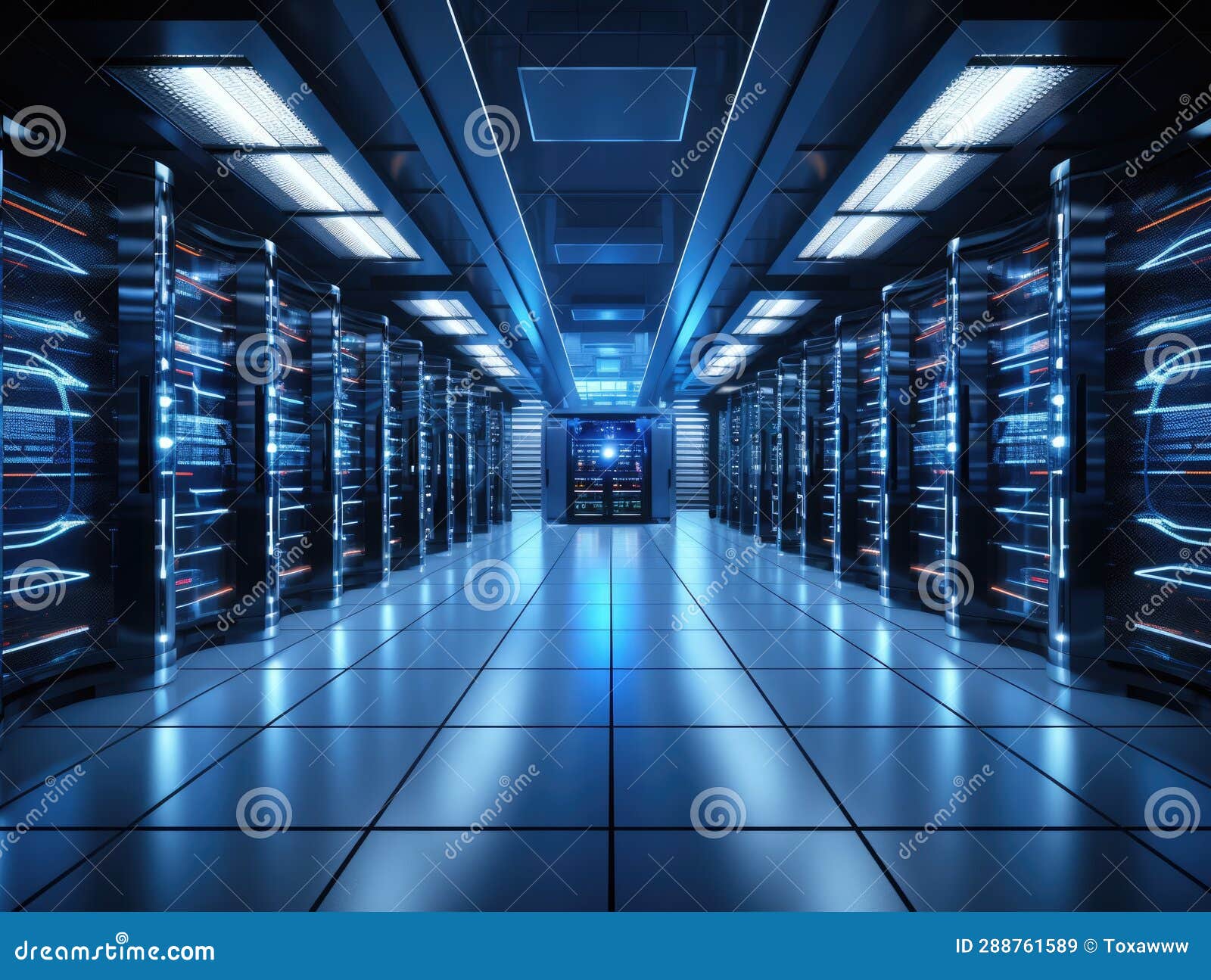 Servers Assorted Under Blue Light Stock Image - Image of innovation ...