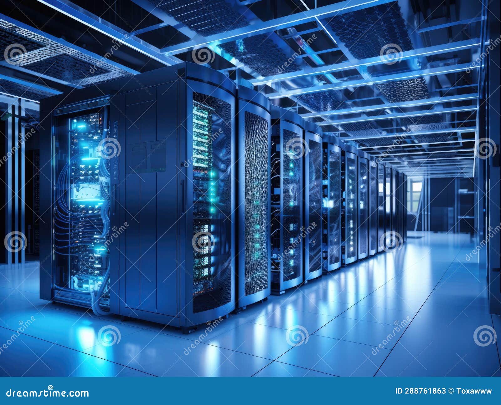 Servers Assorted Under Blue Light Stock Image - Image of system, modern ...